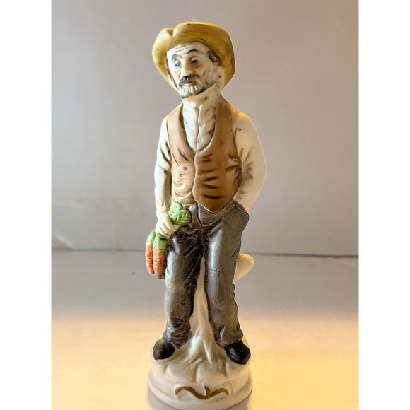 Accents | Vintage Porcelain Farmer Figurine With Carrots Rustic ...